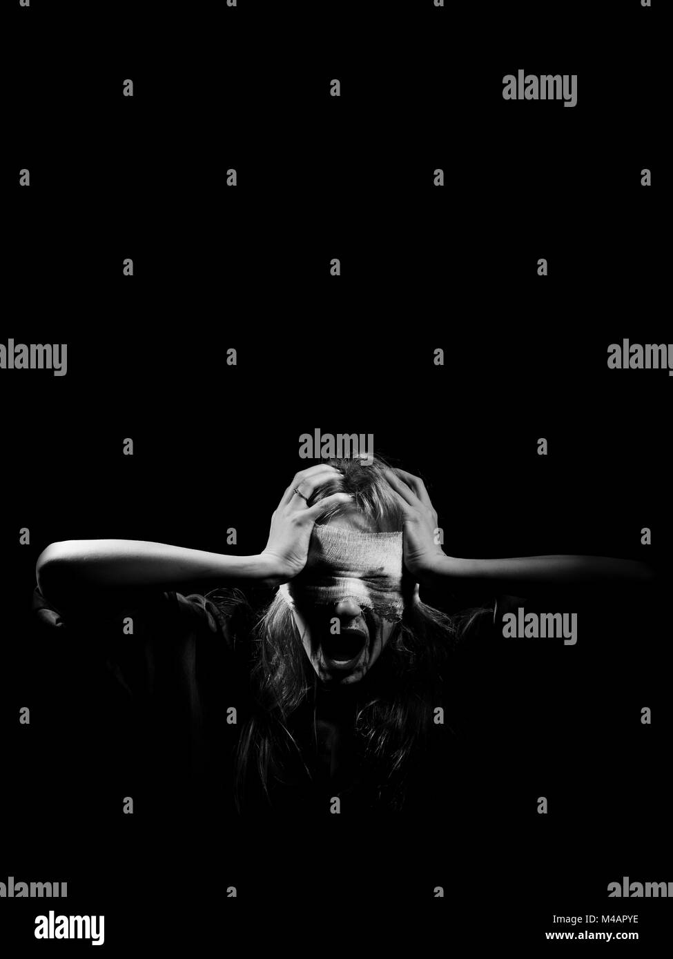 Praying woman on black background hi-res stock photography and images ...