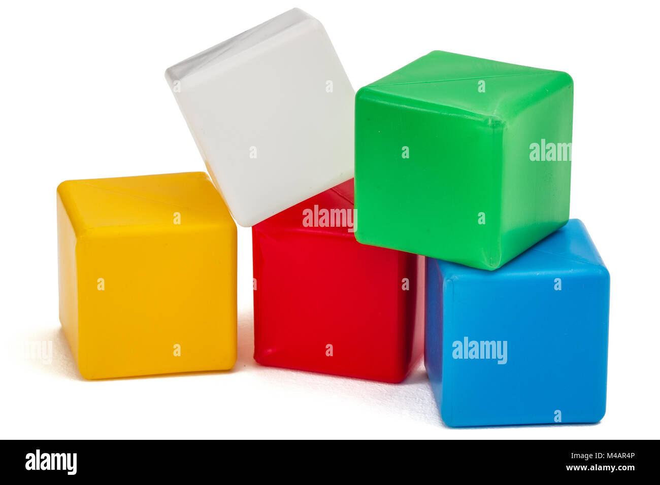 Bright colored childrens cubes, isolated on white background Stock ...