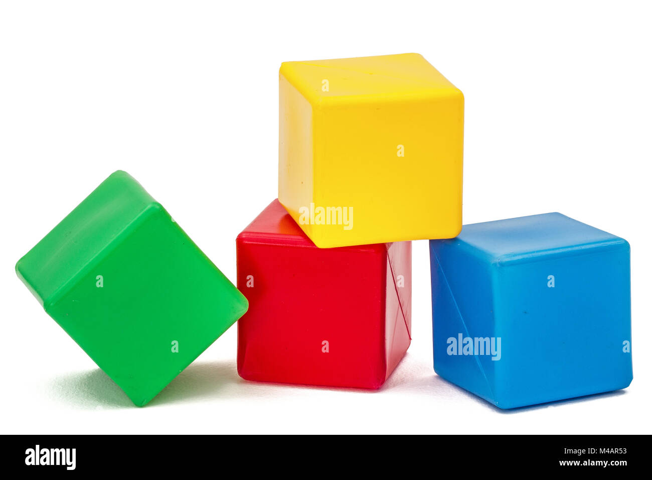 Bright colored childrens cubes, isolated on white background Stock ...