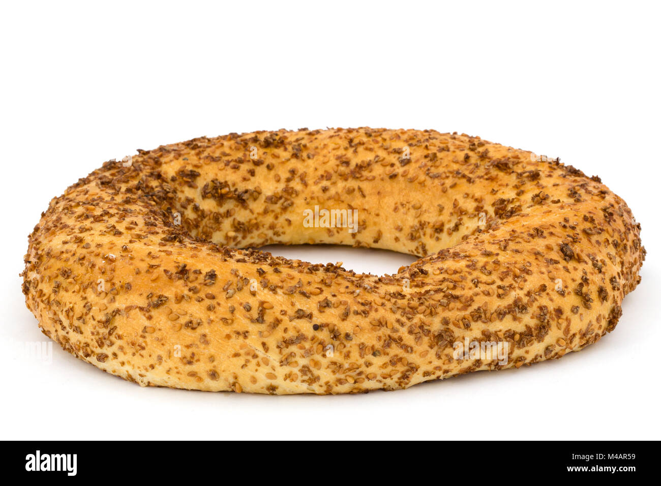 Fresh baked bagel, isolated on white background Stock Photo - Alamy