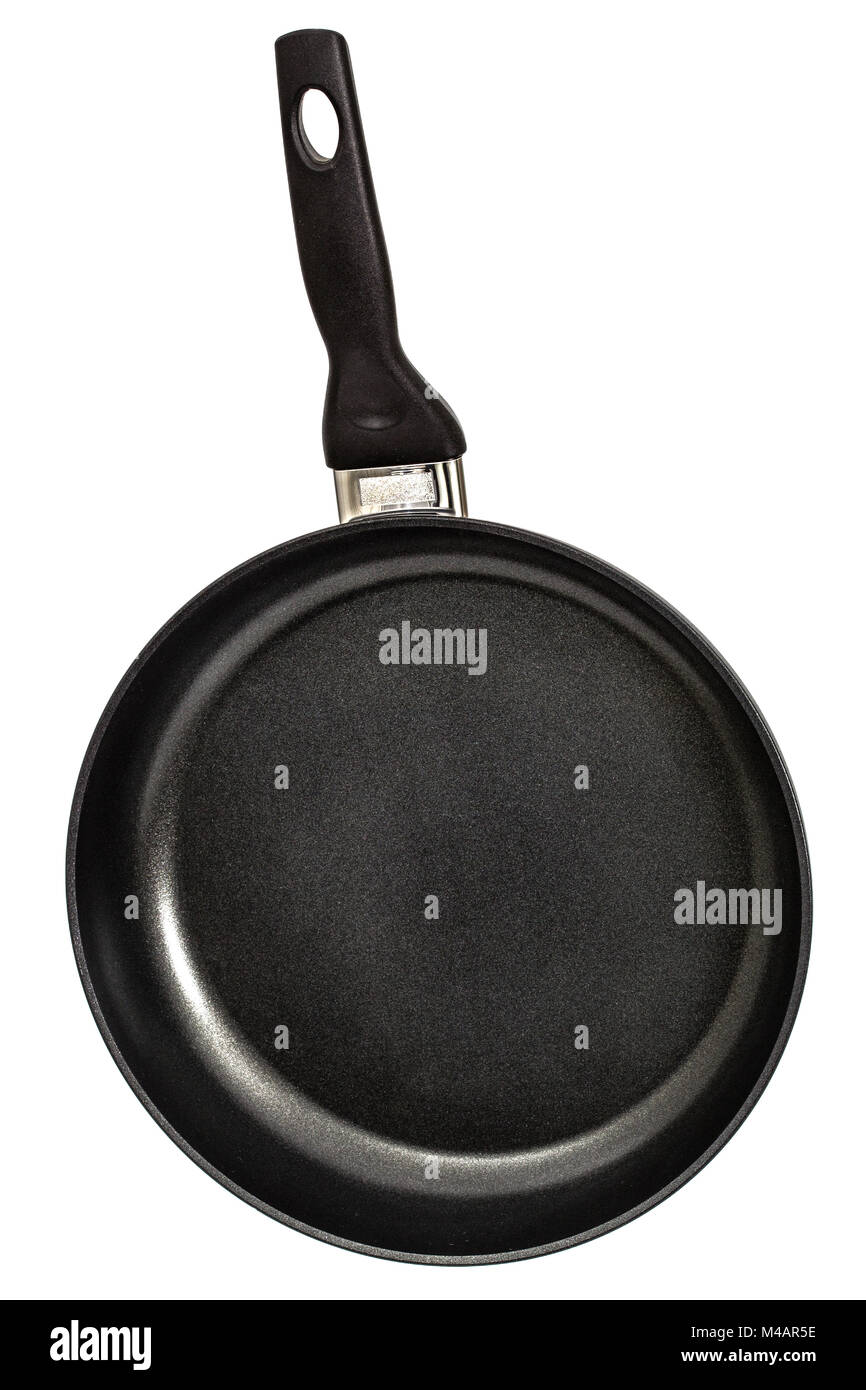 Frying pan with handle, isolated on white background Stock Photo - Alamy