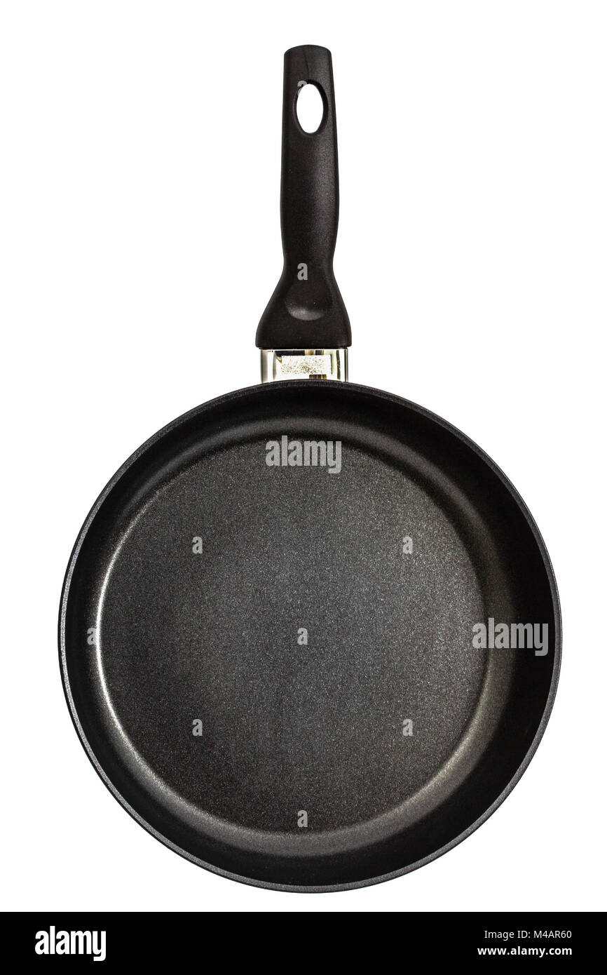 Frying pan with handle, isolated on white background Stock Photo - Alamy