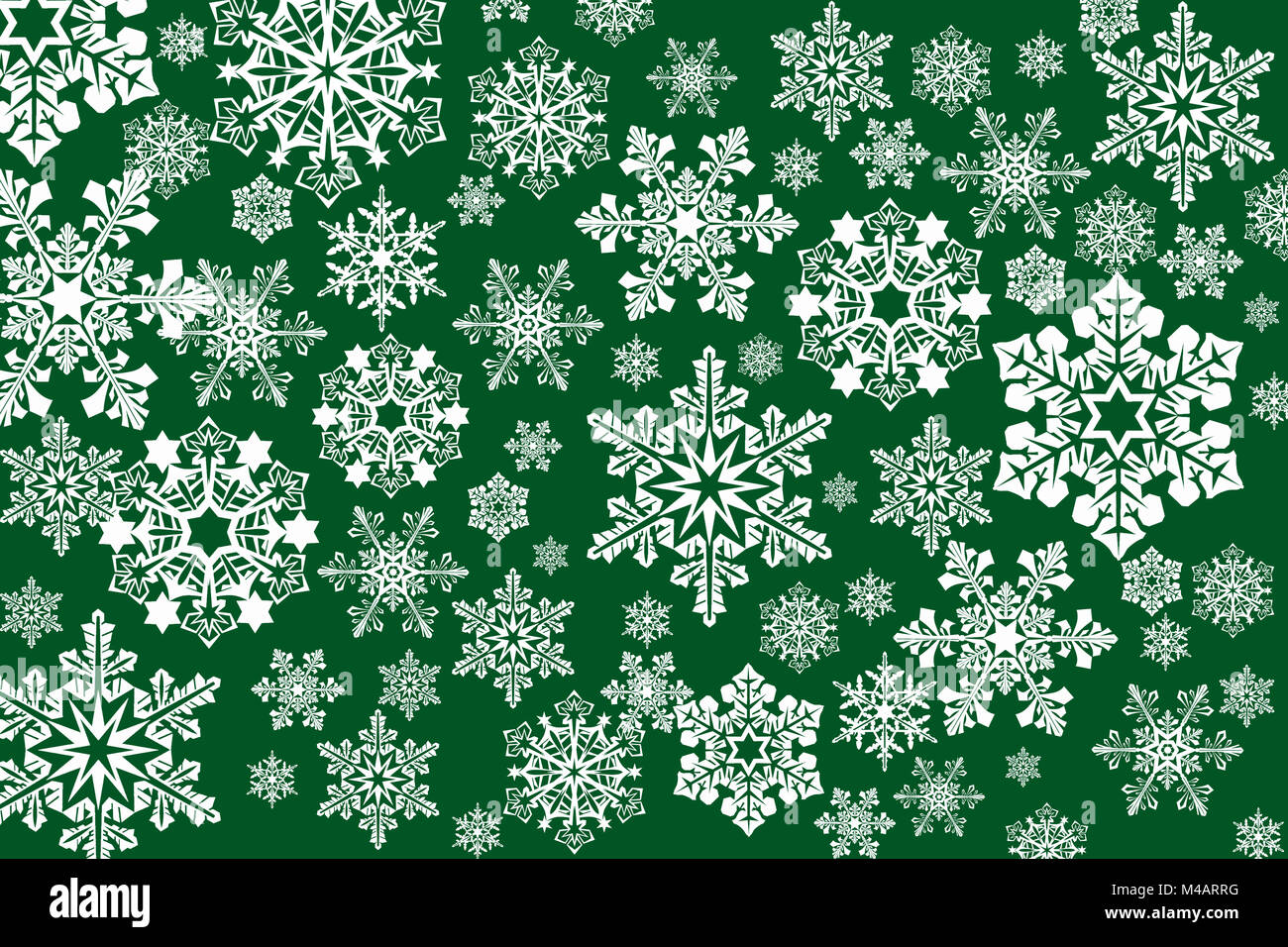 White snowflakes on an abstract green background Stock Photo - Alamy