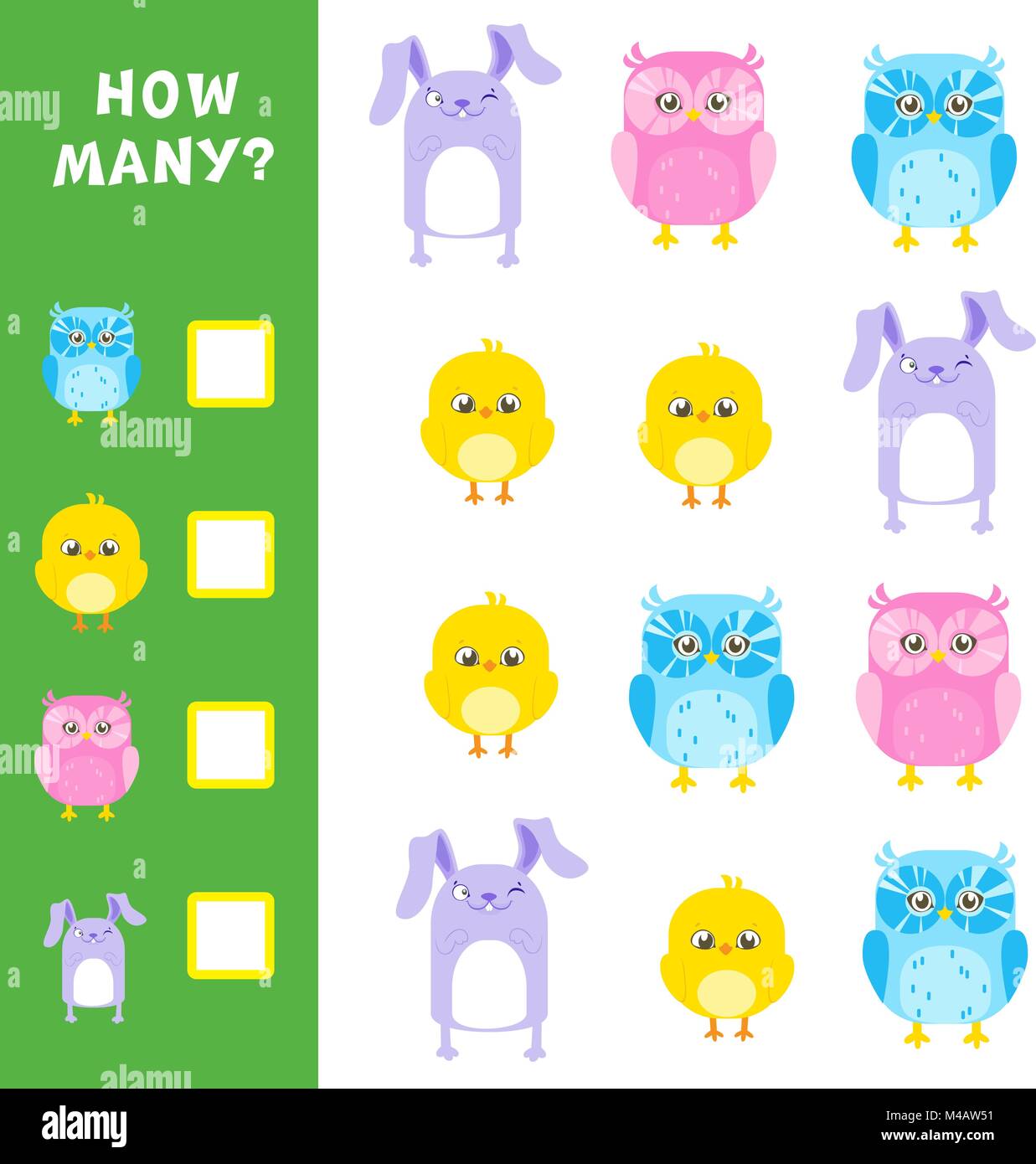 Educational mathematical game for kids. How many animals calculation ...