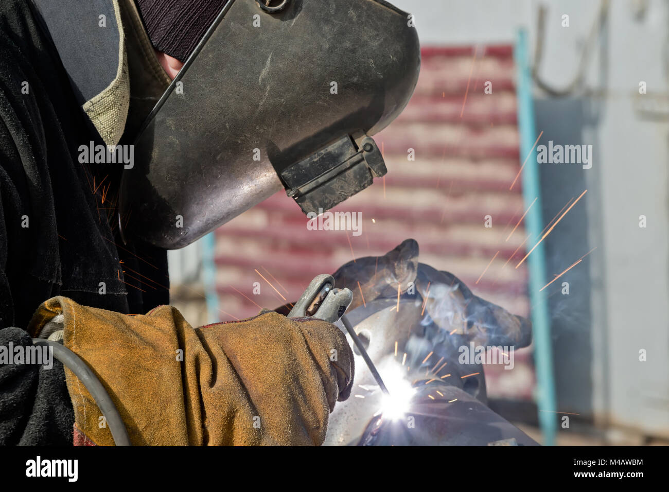 Welding works on manufacturing of units and parts of pipelines Stock ...