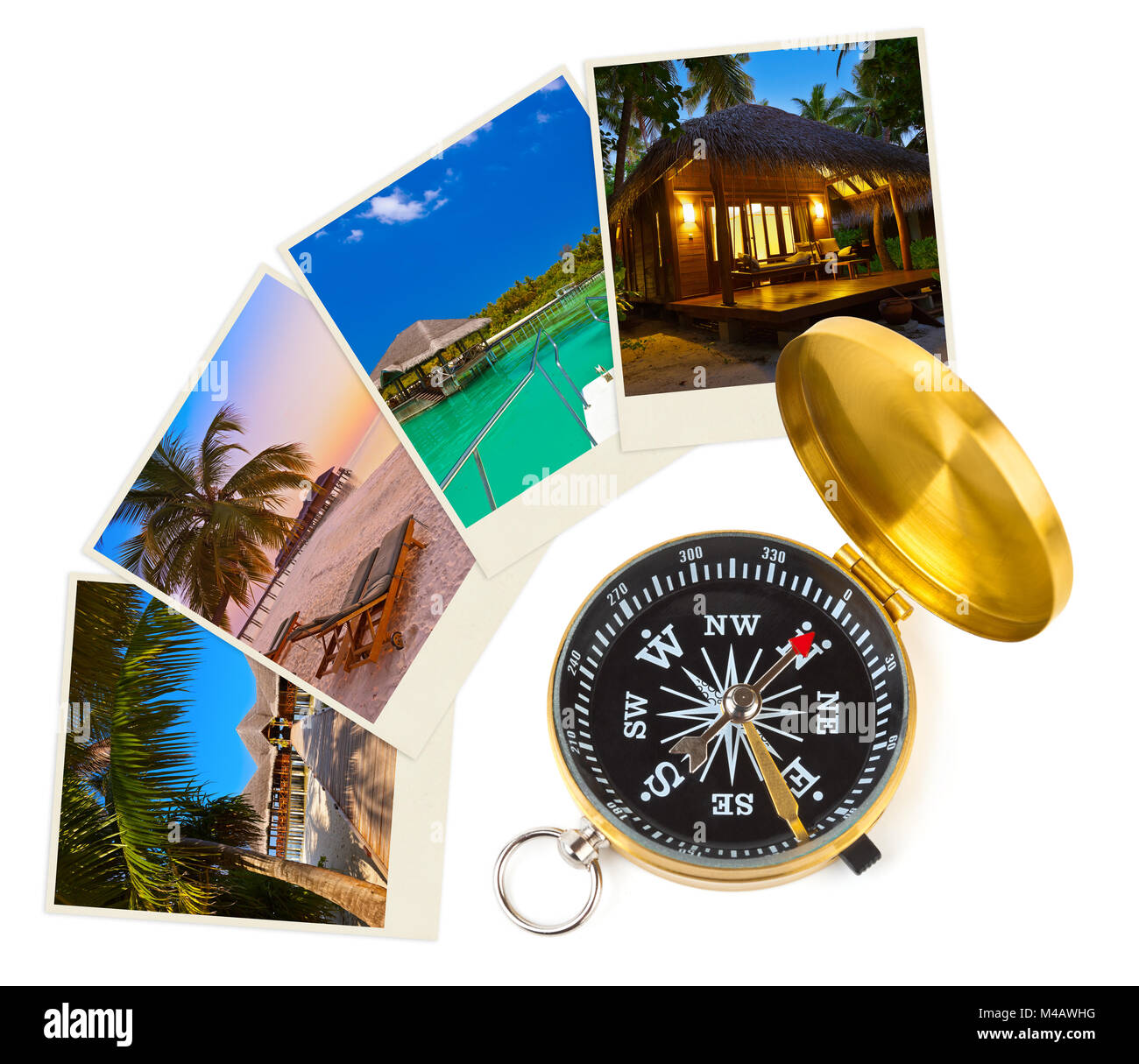 Maldives beach images and compass (my photos Stock Photo - Alamy