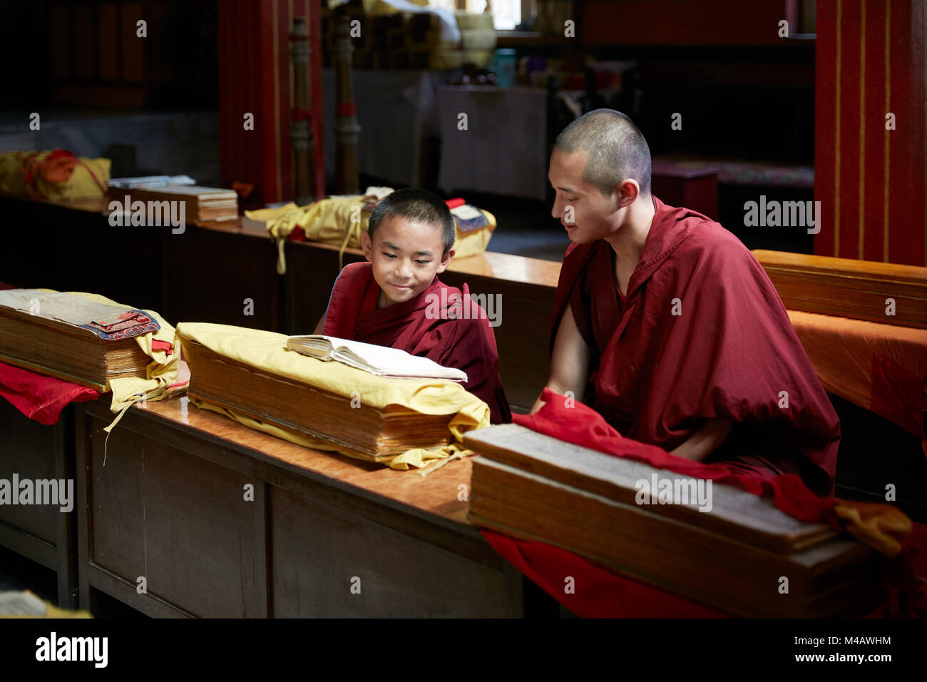 monks at monastery in Kathmandu Nepal Stock Photo - Alamy