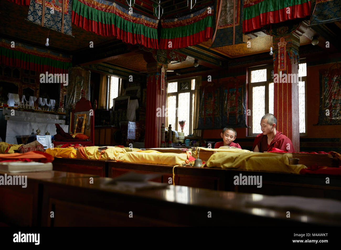monks at monastery in Kathmandu Nepal Stock Photo - Alamy