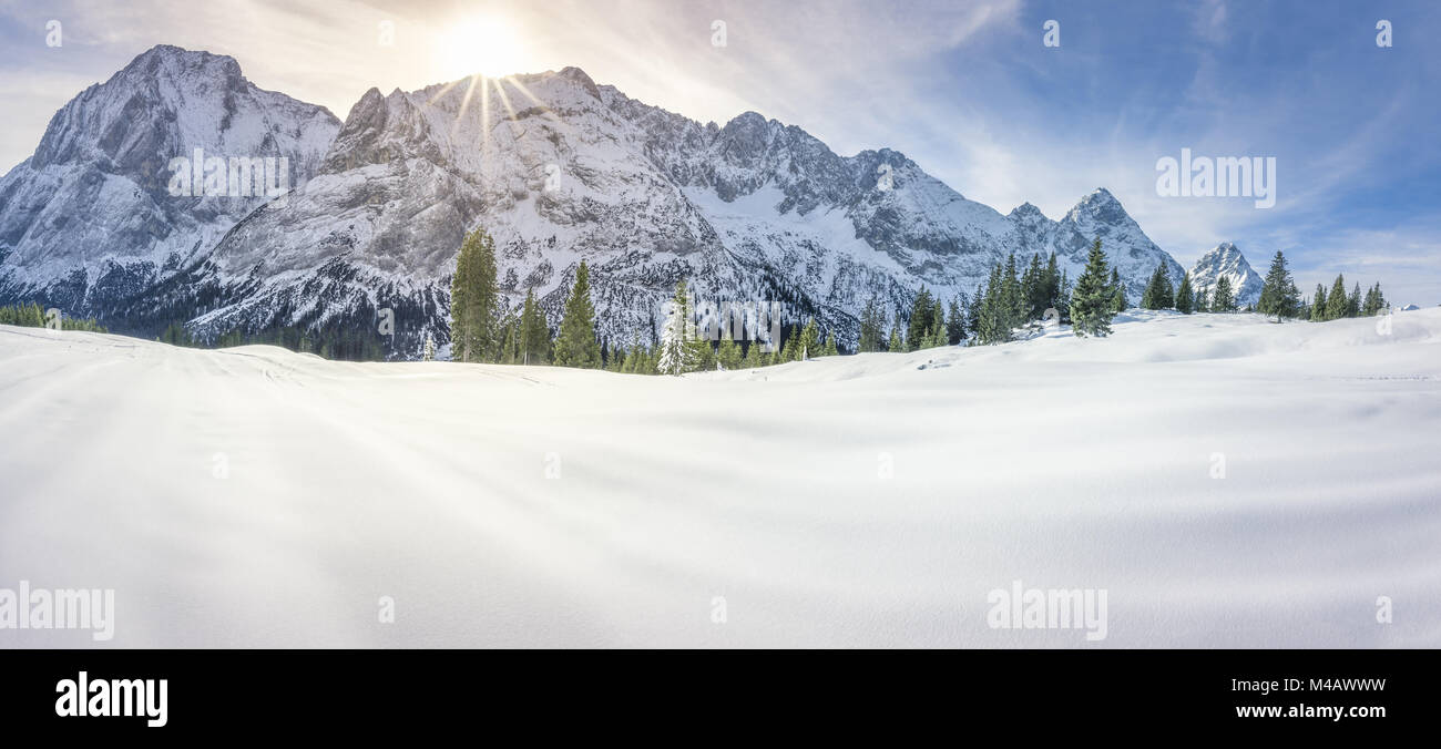 Snowy mountains and valley Stock Photo - Alamy