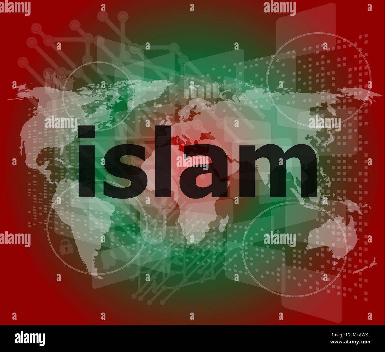 islam, hi-tech background, digital business touch screen Stock Photo ...