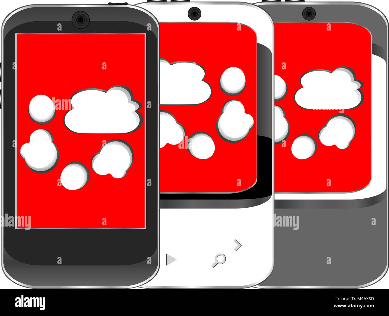 Smart phone set with cloud computing symbol on a screen Stock Photo - Alamy
