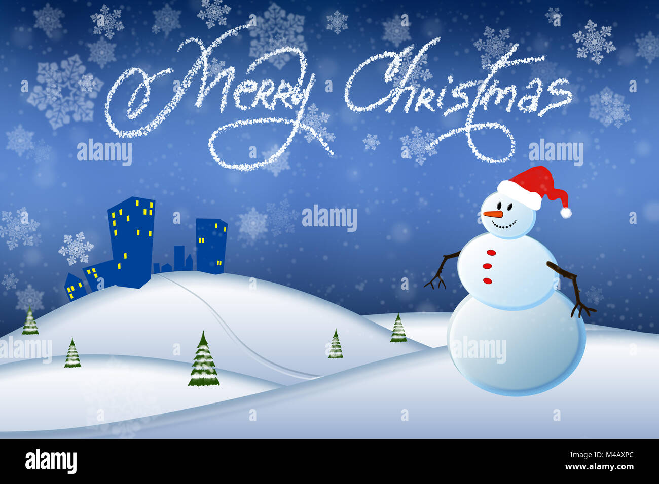 Winter Scene With Snowman