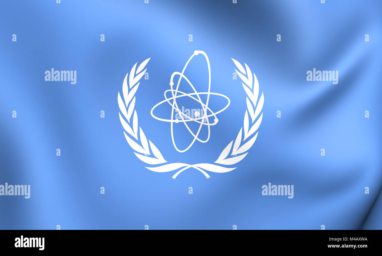 Flag of International Atomic Energy Agency. Close Up Stock Photo - Alamy
