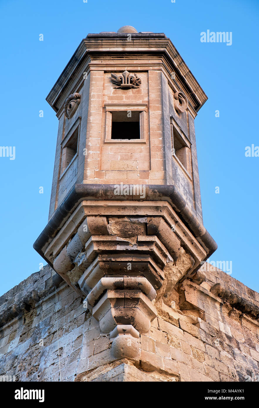 The Guard tower (the Gardjola) of the Singlea bastion. Malta Stock ...