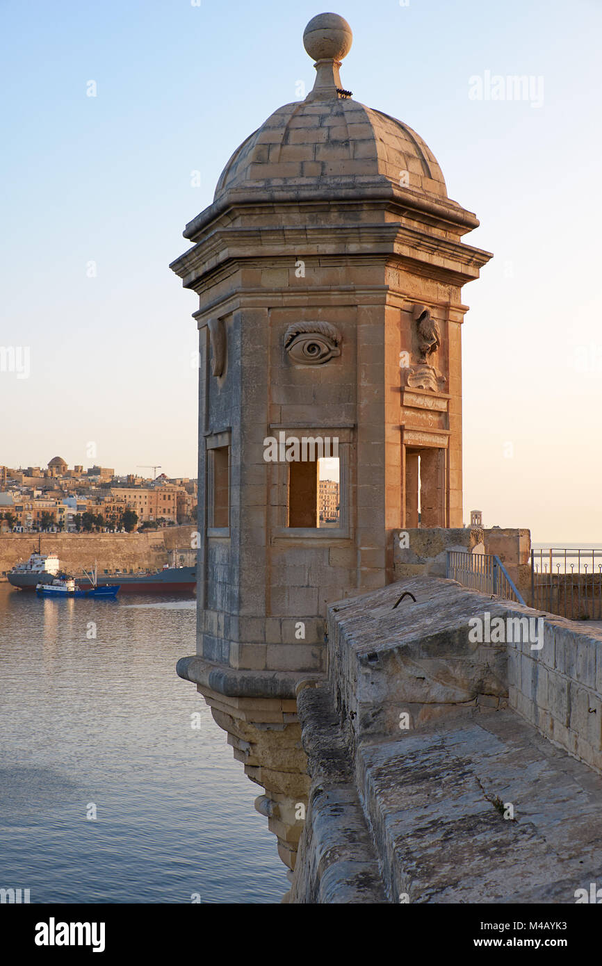 The Guard tower (the Gardjola) of the Singlea bastion. Malta Stock ...