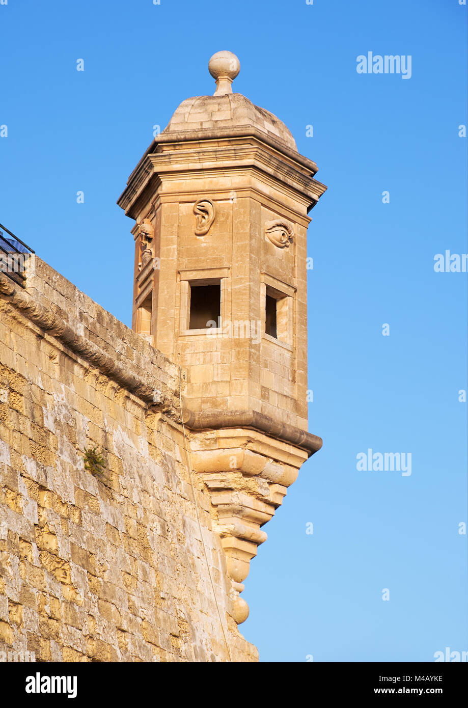 The Guard tower (the Gardjola) of the Singlea bastion. Malta Stock ...