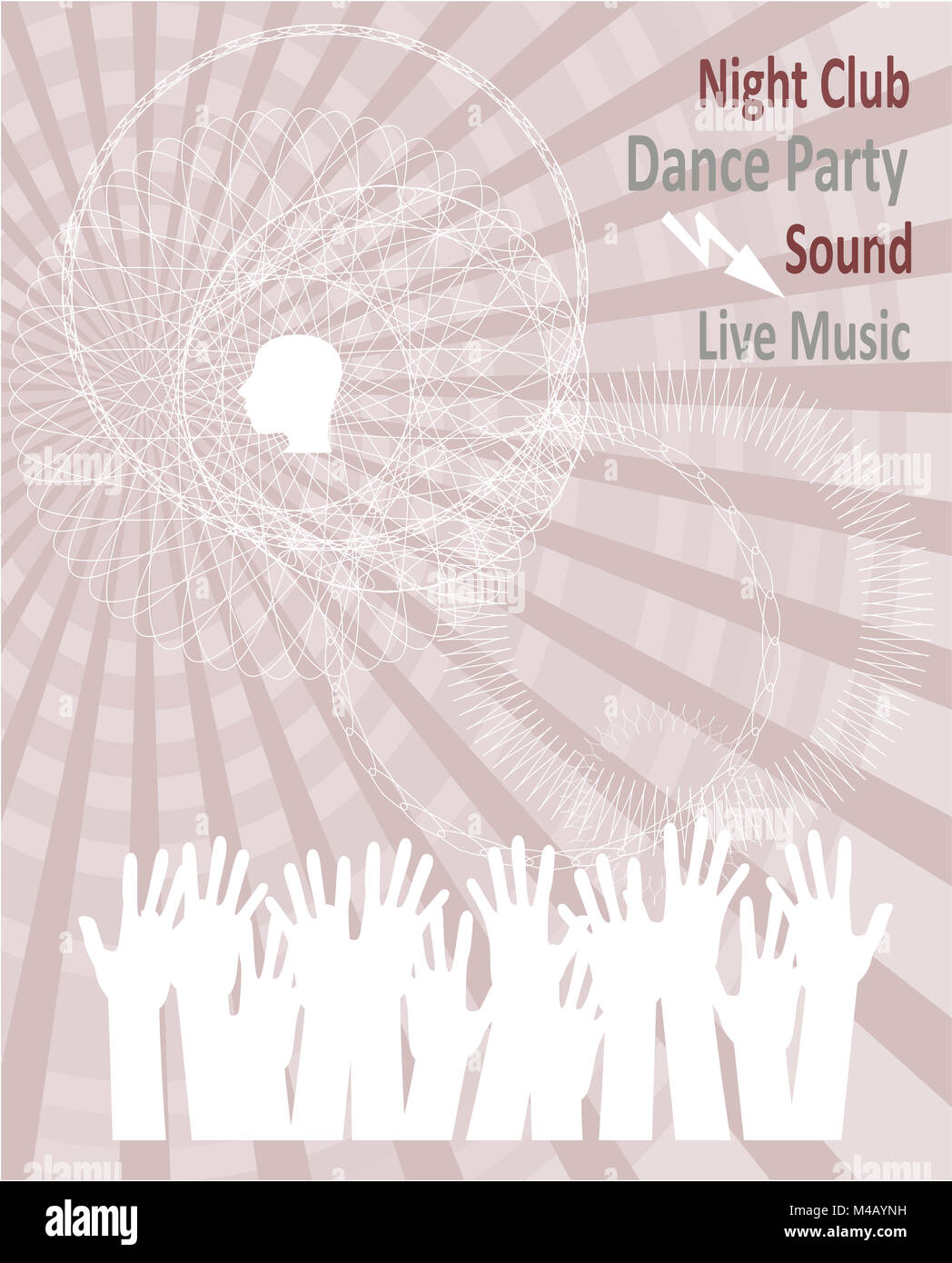 Vertical blue music party background with graphic elements and text ...