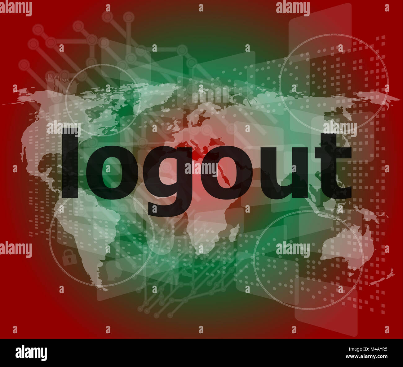 logout word, hi-tech background, digital business touch screen Stock ...