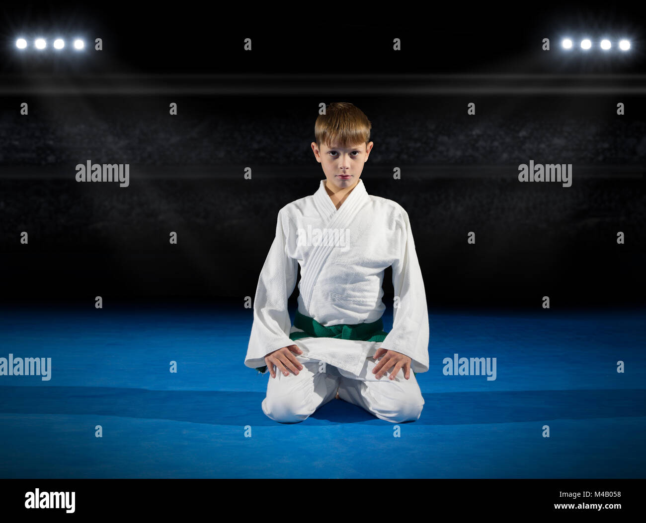 Little boy martial arts fighter in sports hall Stock Photo - Alamy