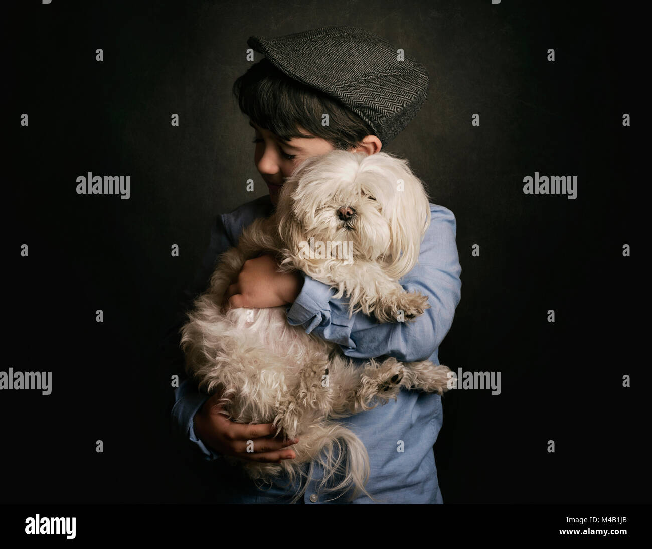 boy hugging his dog Stock Photo - Alamy