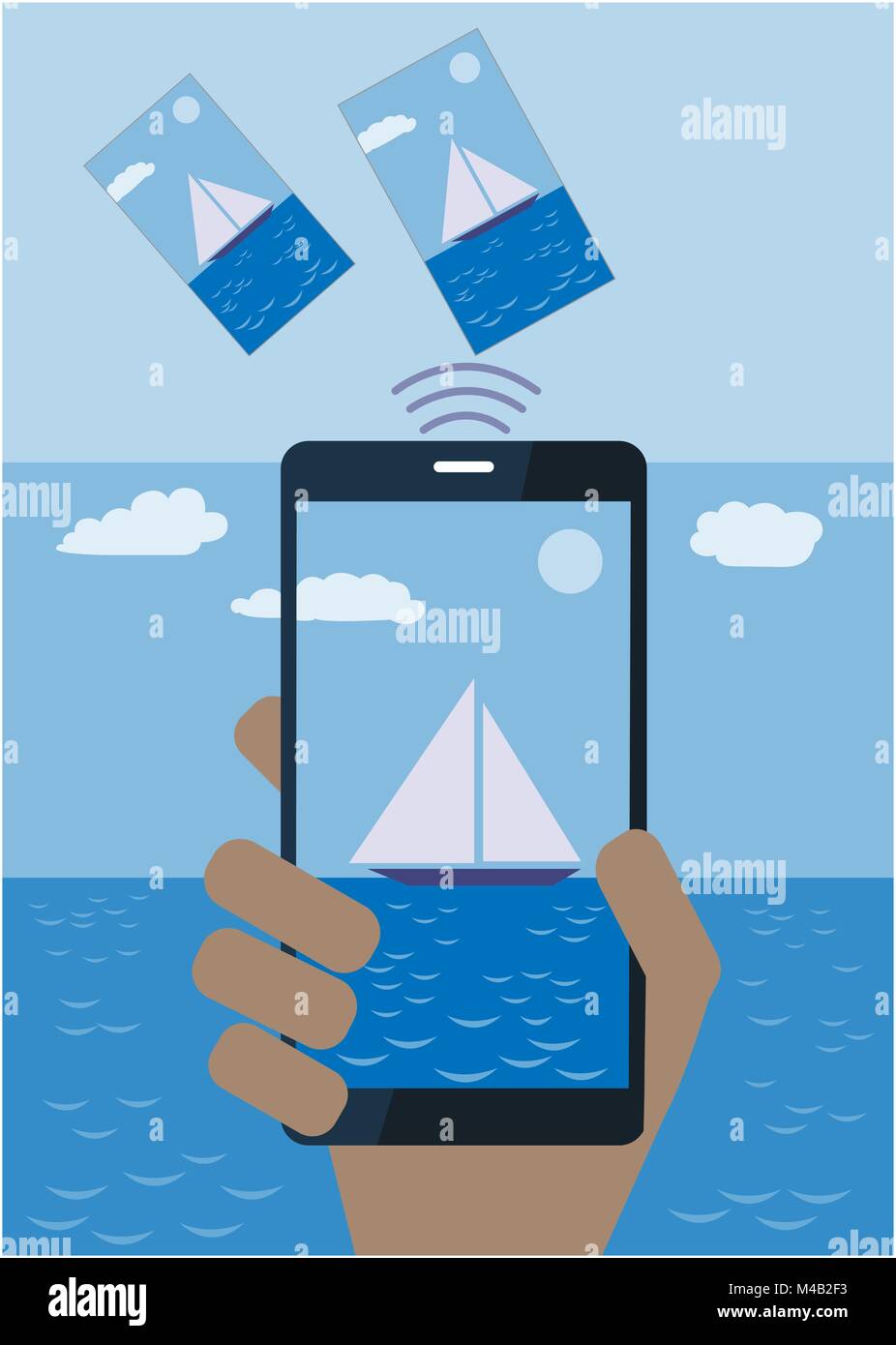 Hand from screen phone Stock Vector Images - Alamy