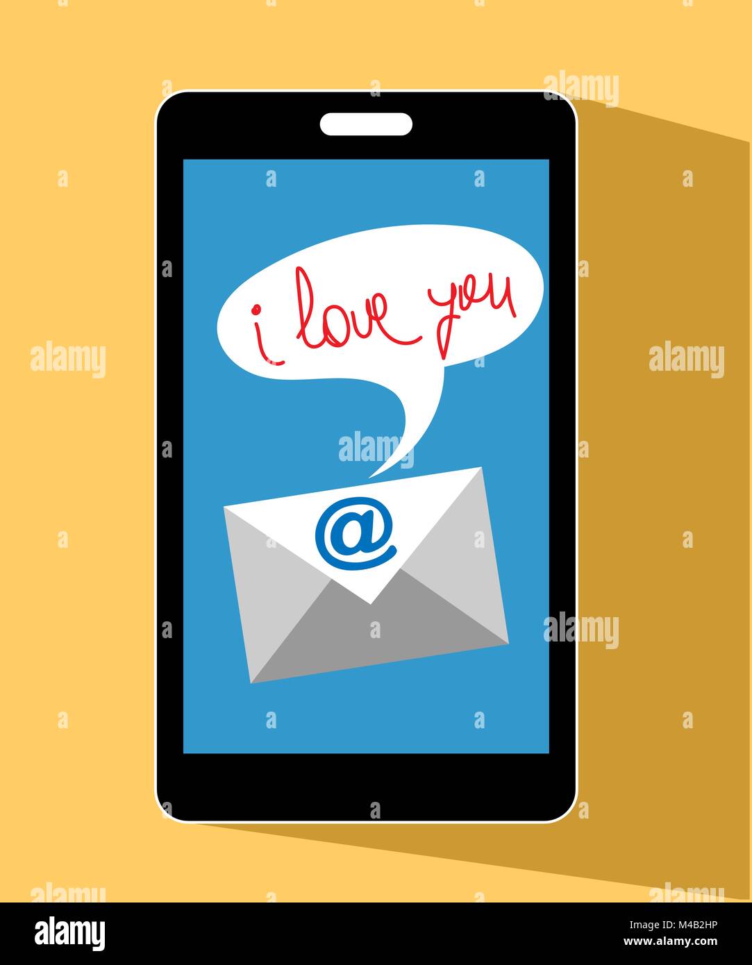 Mobile phone Valentine letter I love you Stock Vector Image & Art - Alamy