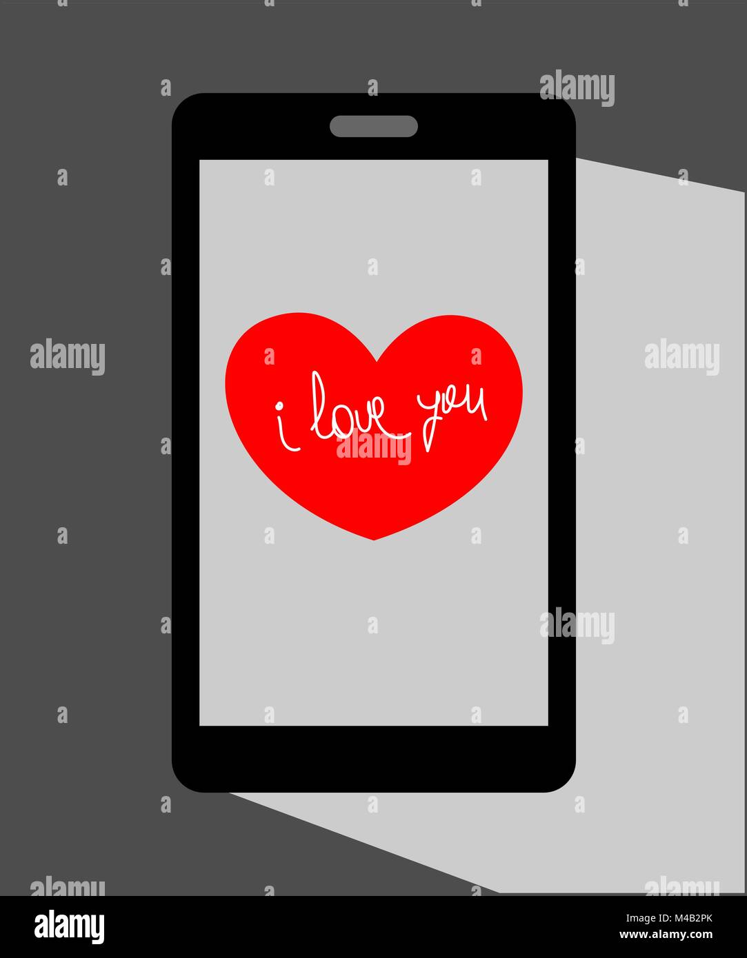 Heart Valentine on the mobile phone screen with love recognition, I ...