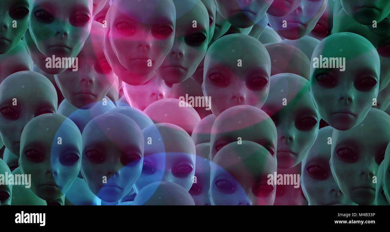 Computer generated image of surreal alien heads Stock Photo - Alamy