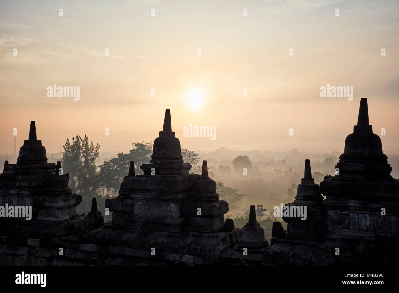 Borobudur Buddhist Temple at sunrise. Magelang Regency, Java, Indonesia ...