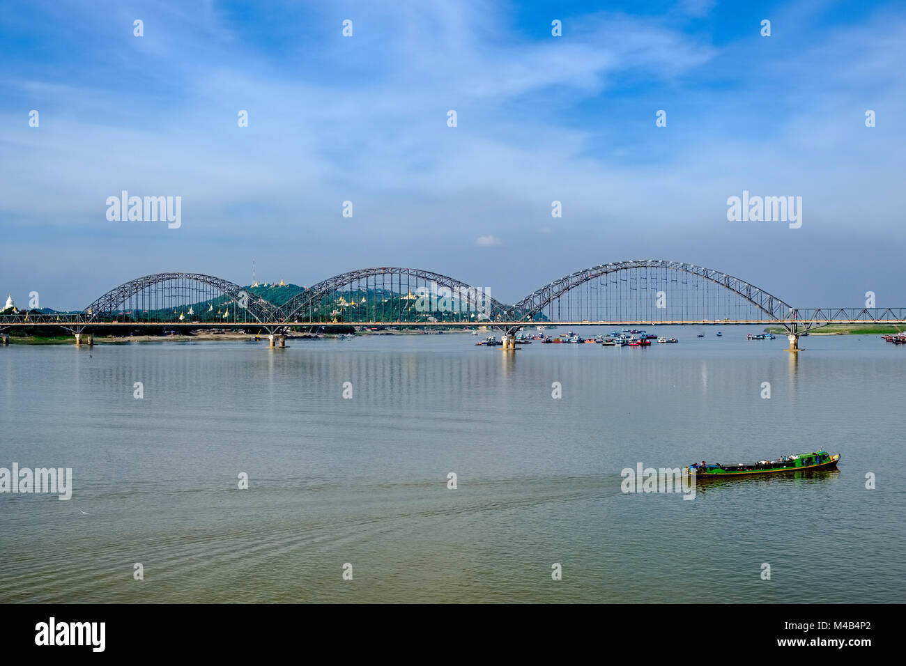 The Yadanabon Bridge is crossing the Irrawaddy river Stock Photo - Alamy