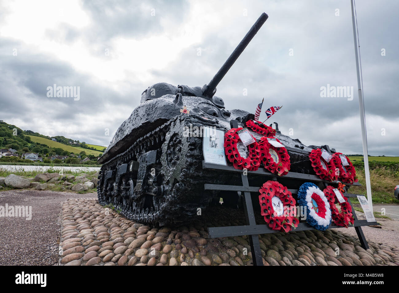 Exercise Tiger Memorial Tank at Torcross Slapton Sands Devon England UK ...