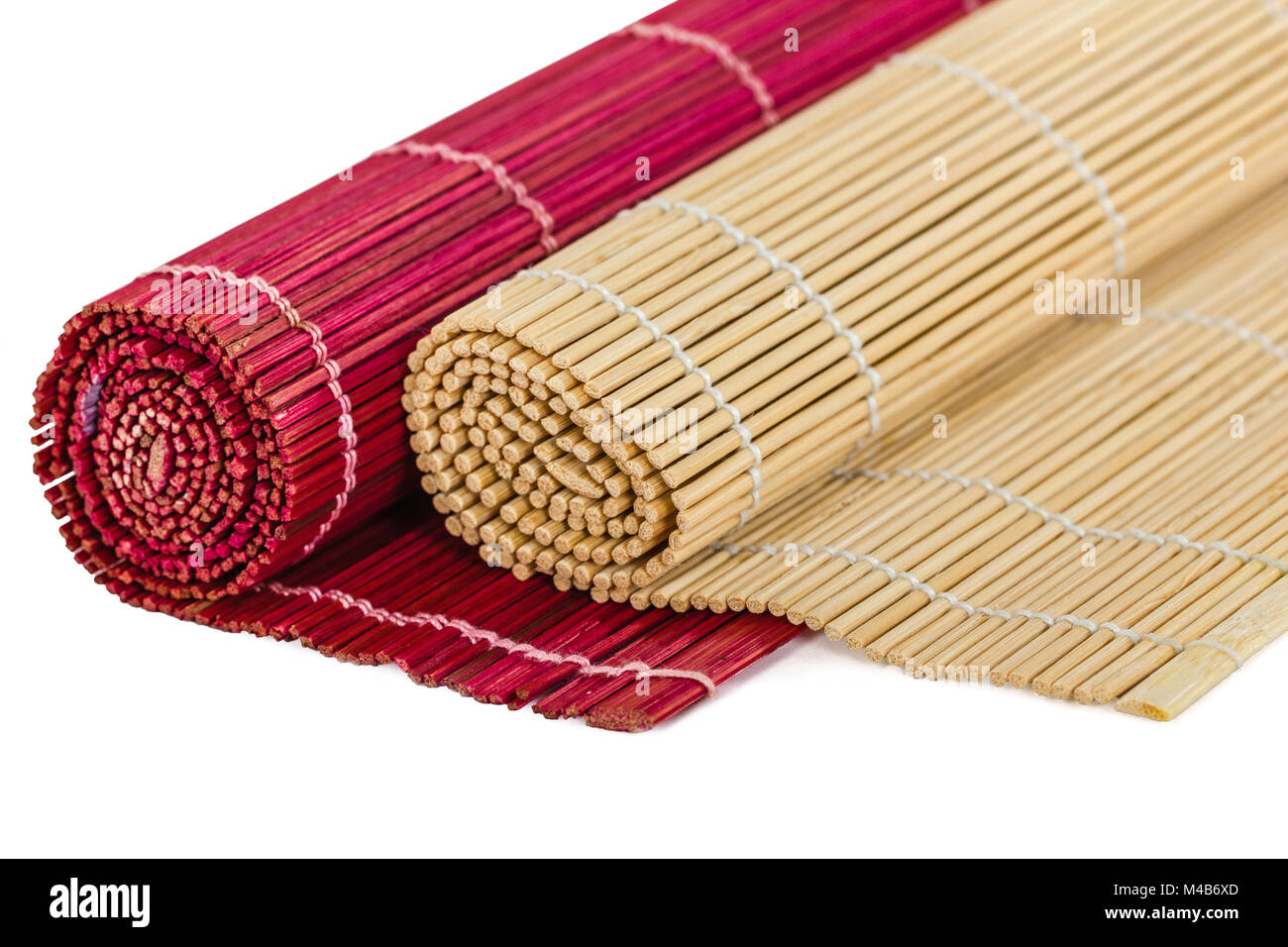 Bamboo mats for asian food, isolated on white background Stock Photo ...