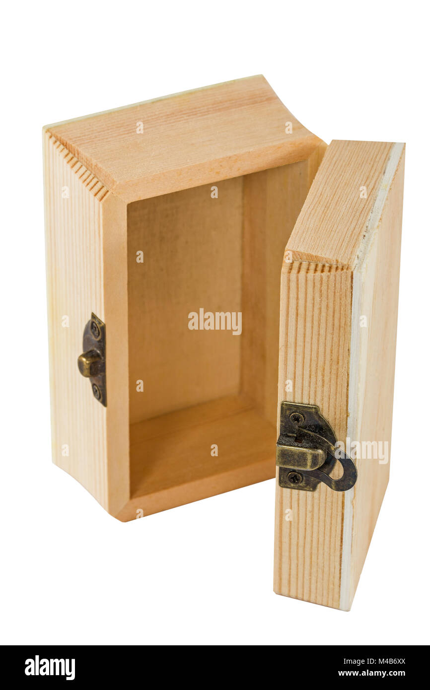 Opened wooden chest, isolated on white background Stock Photo - Alamy