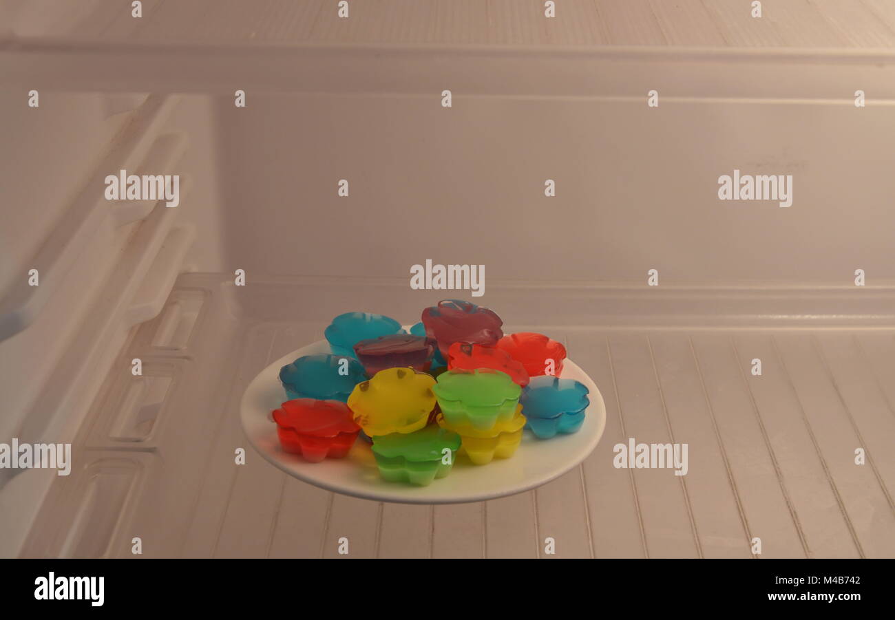 fruit jelly in refrigerator Stock Photo - Alamy