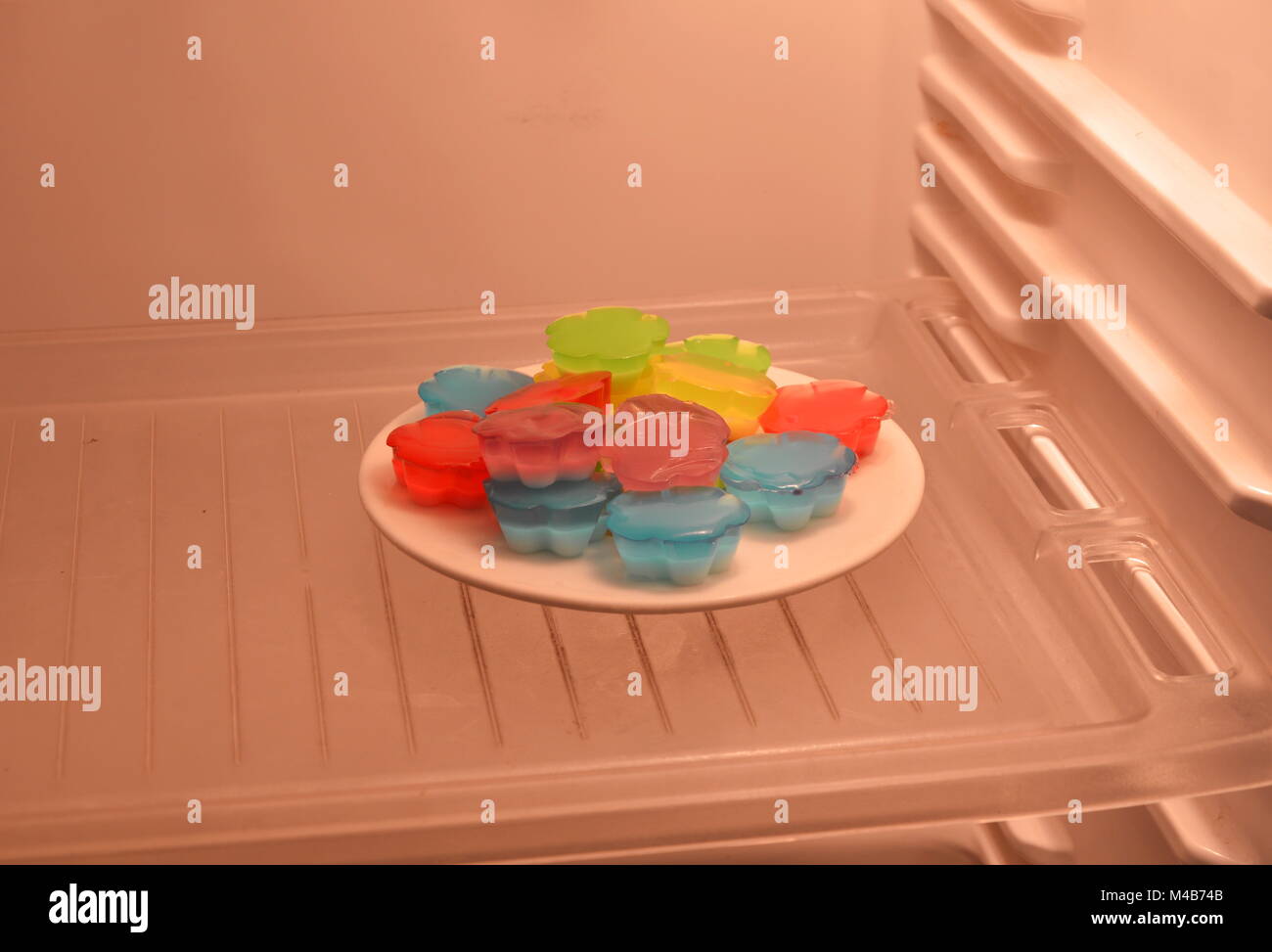 fruit jelly in refrigerator Stock Photo - Alamy