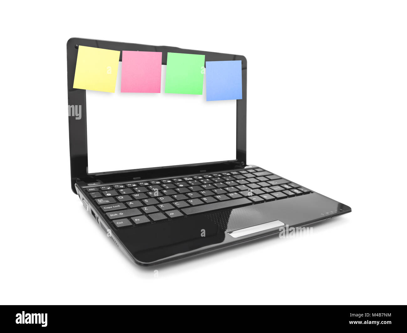 Sticky Note Papers on Notebook computer Screen Stock Photo - Alamy