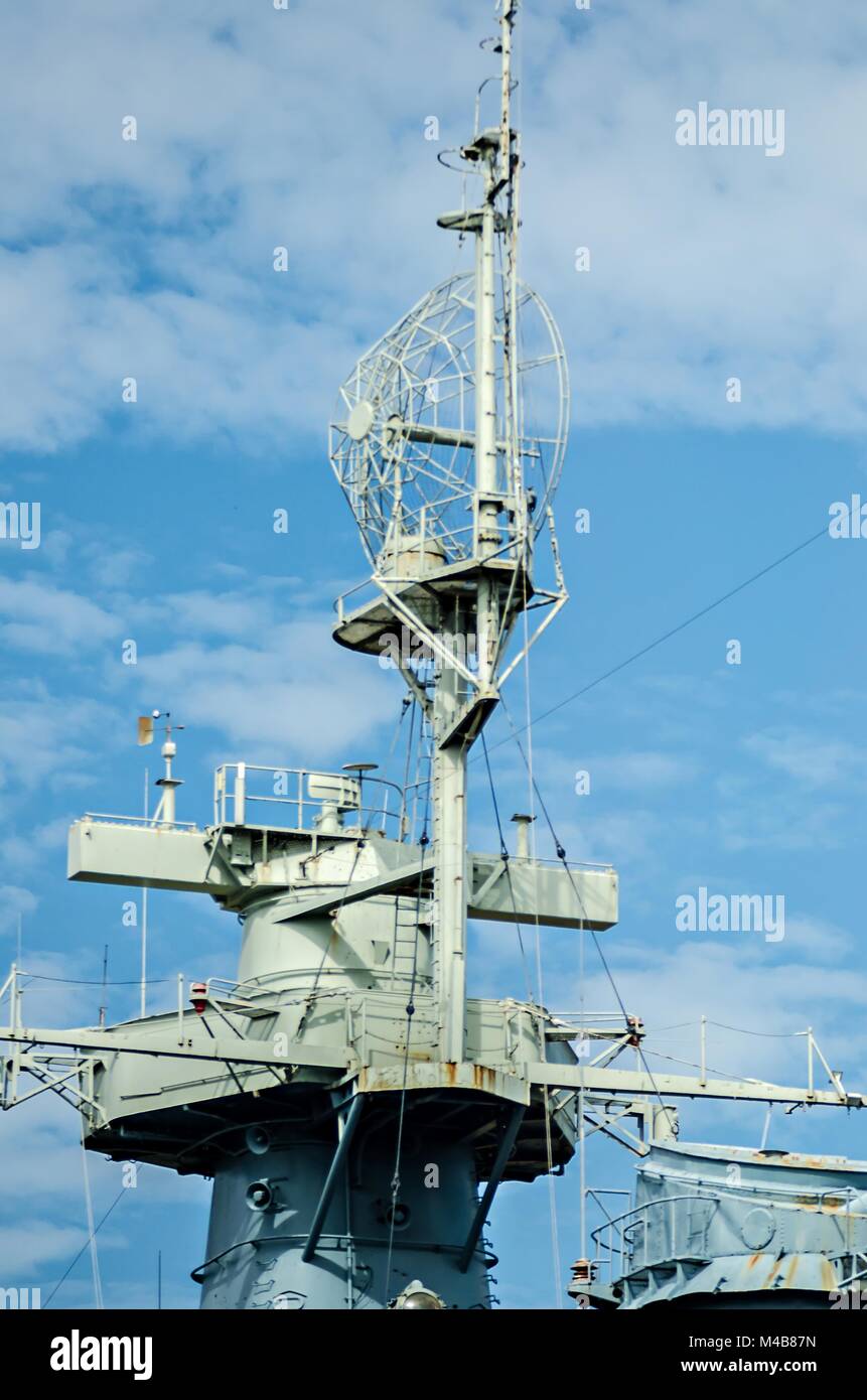 closeup details of war ready artillery battleship Stock Photo - Alamy