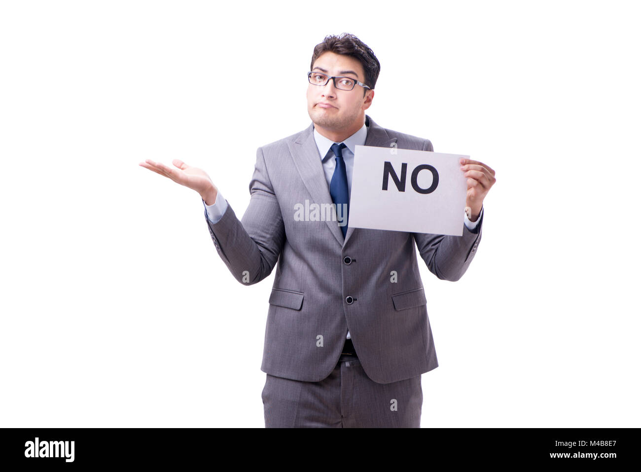 Businessman in negative no answer isolated on white background Stock ...