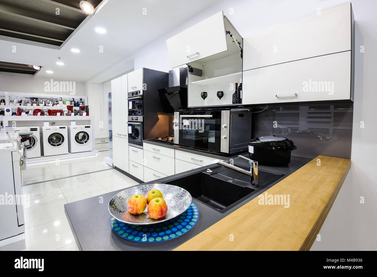 Modern hi-tek kitchen, clean interior design Stock Photo - Alamy
