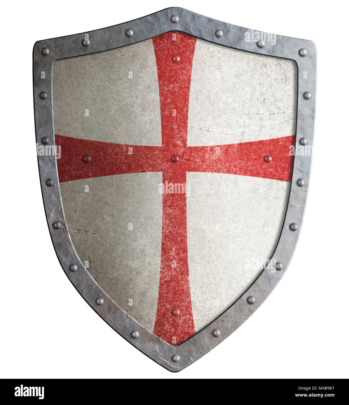 Metal shield of medieval templar or crusader 3d illustration Stock ...