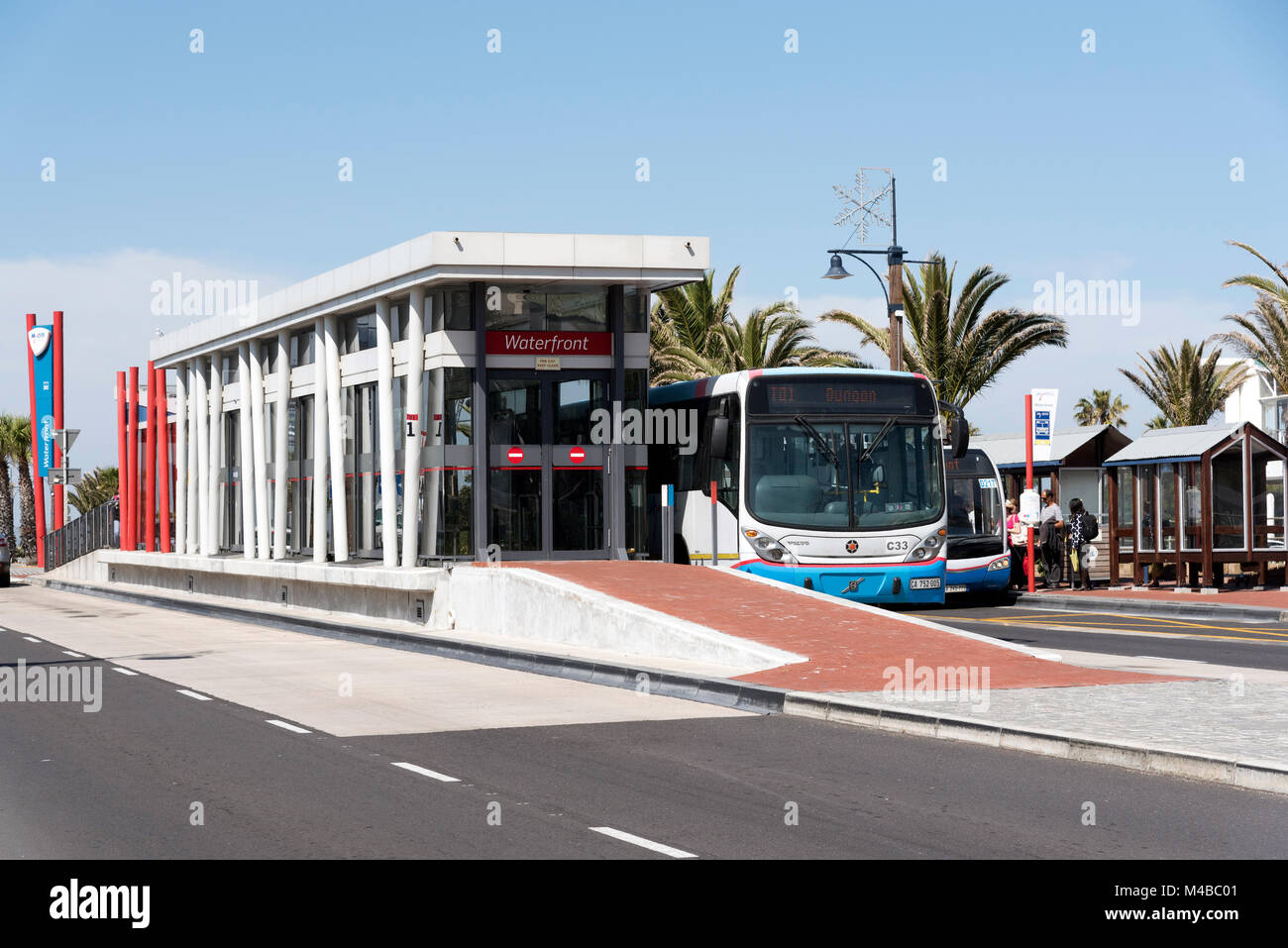 Waterfront, Cape Town, South Africa. December 2017. A bus at the myciti ...