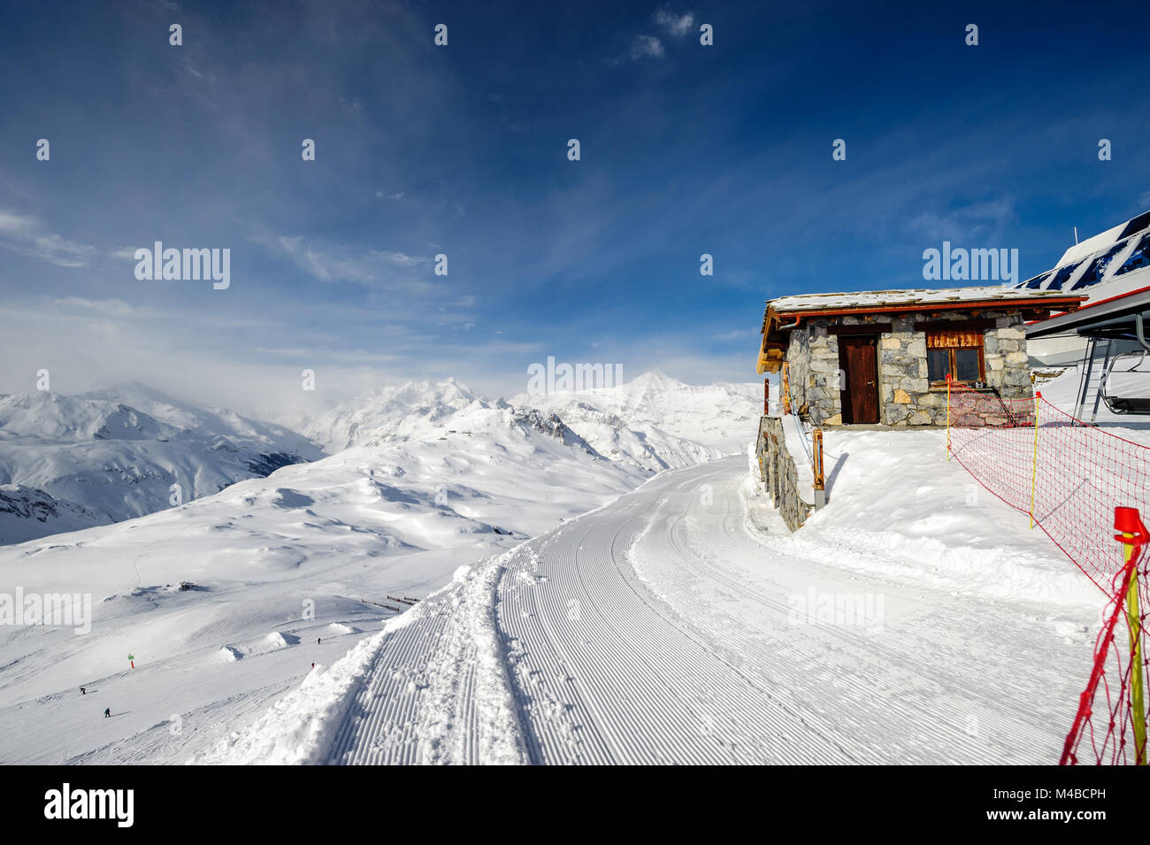 Alpine winter mountain landscape. French Alps with snow Stock Photo - Alamy