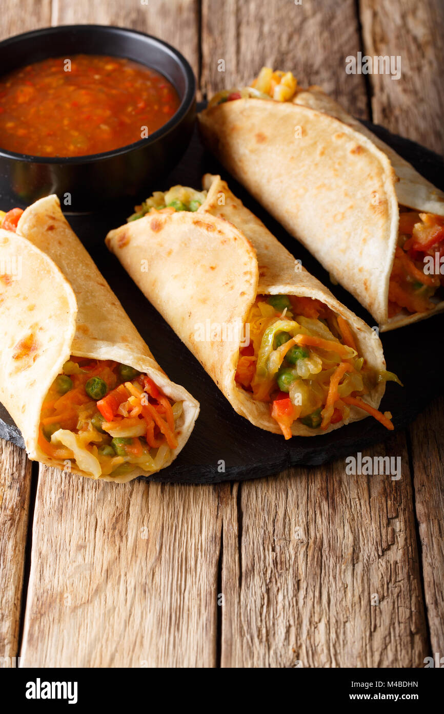 Indian popular snack food called Vegetable spring rolls or veg roll or ...