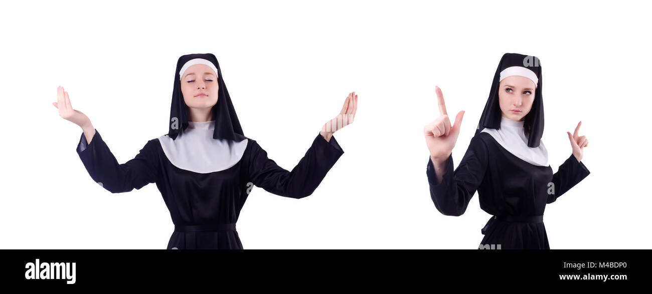 Nun isolated on the white background Stock Photo - Alamy