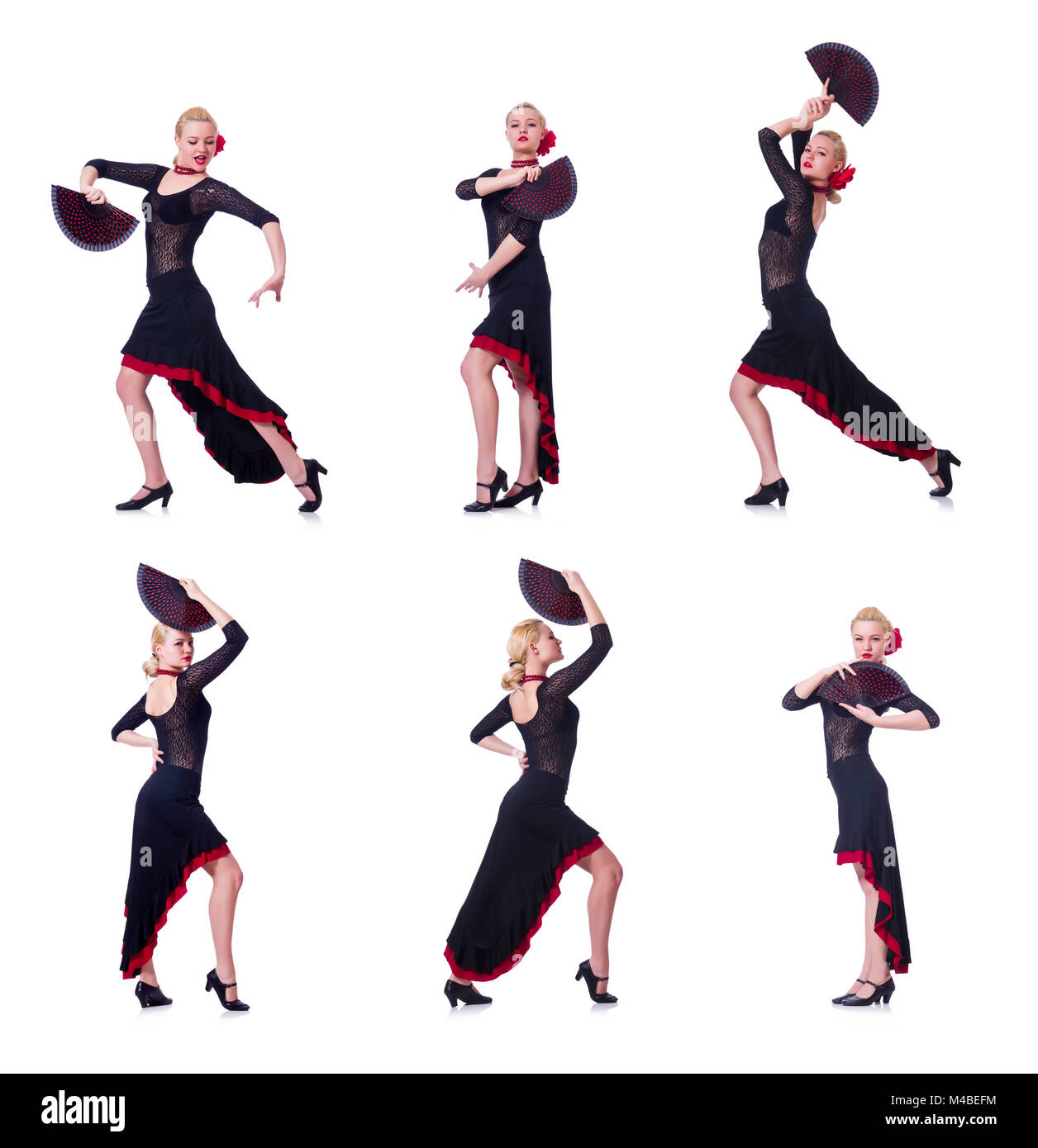 Woman dancing spanish dance isolated on white Stock Photo - Alamy