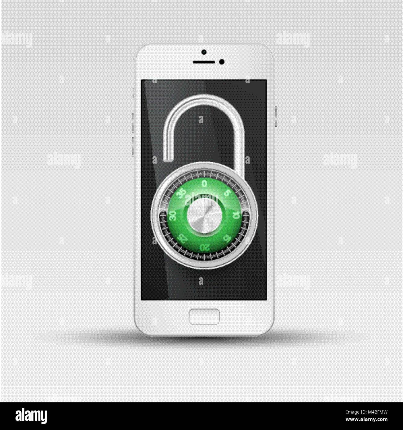 Phone security illustration, vector Stock Vector Image & Art - Alamy