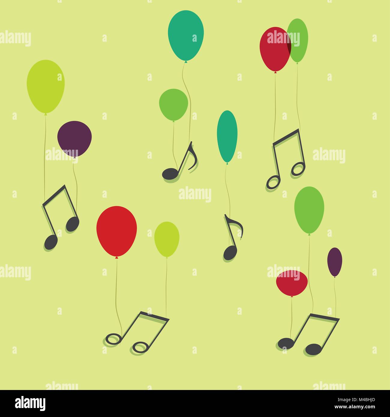 Musical notes hanging on ballons, vector Stock Vector Image & Art - Alamy
