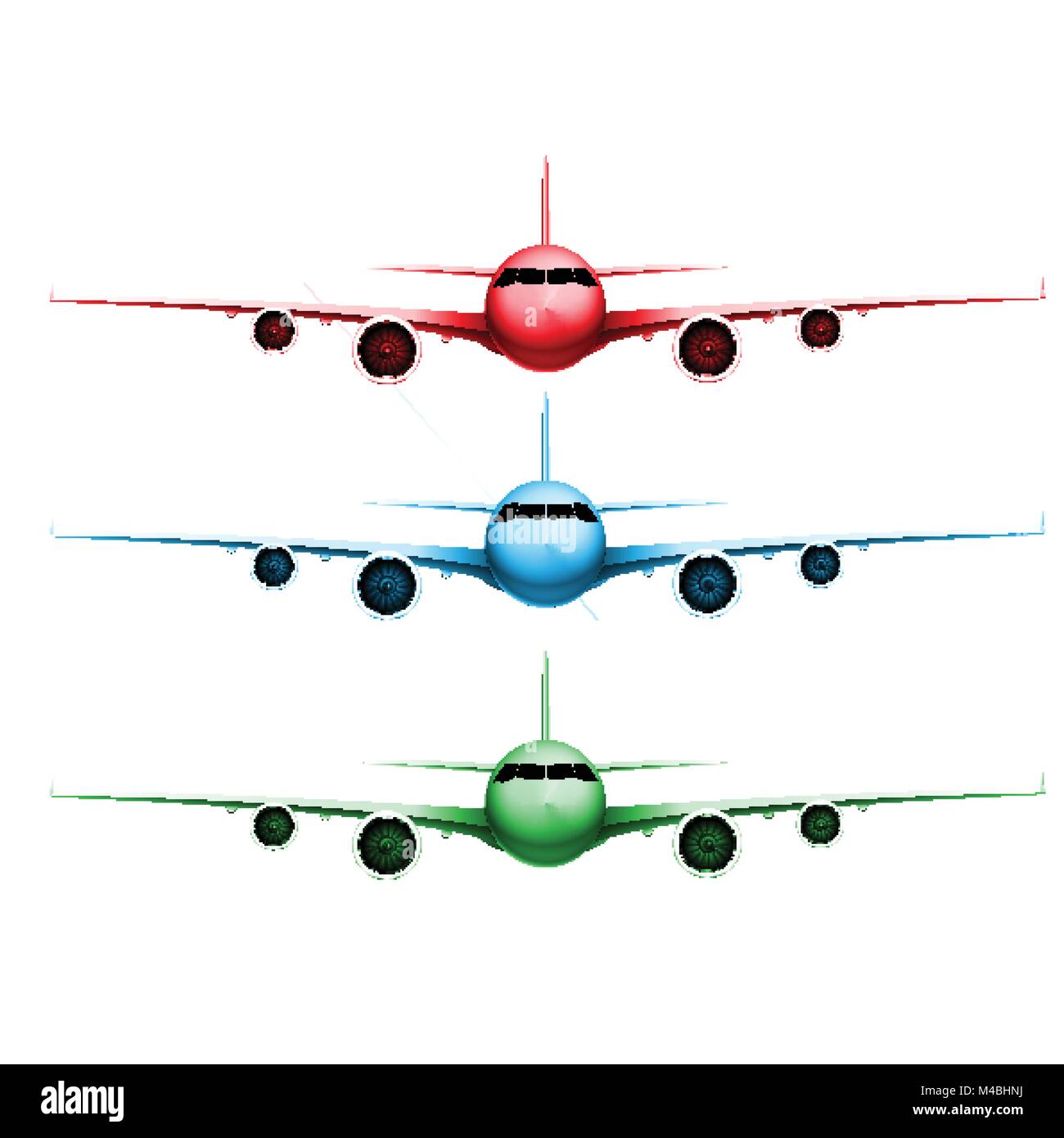 Three different colored realistic vector planes Stock Vector Image ...