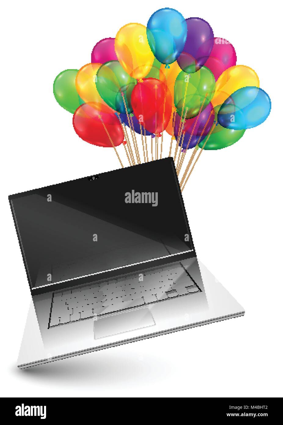 Notebook as a gift with colorful balloons, vector Stock Vector Image ...