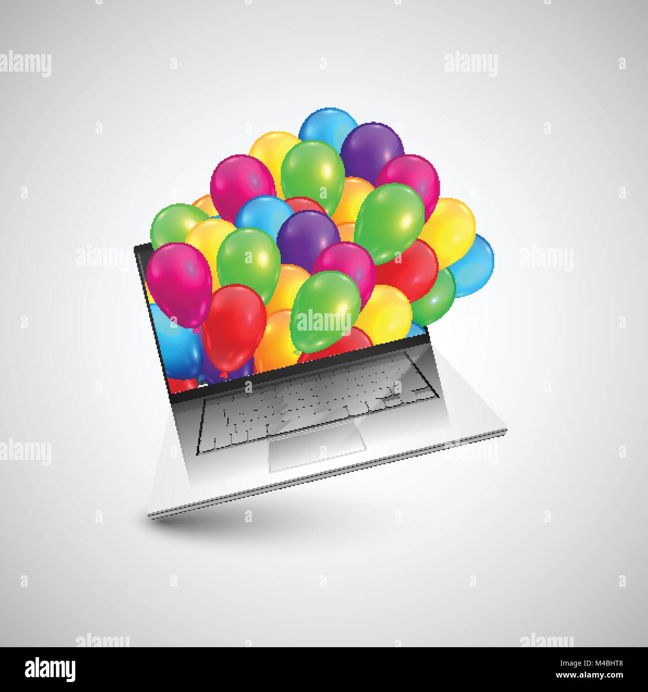 Notebook as a gift with colorful balloons, vector Stock Vector Image ...